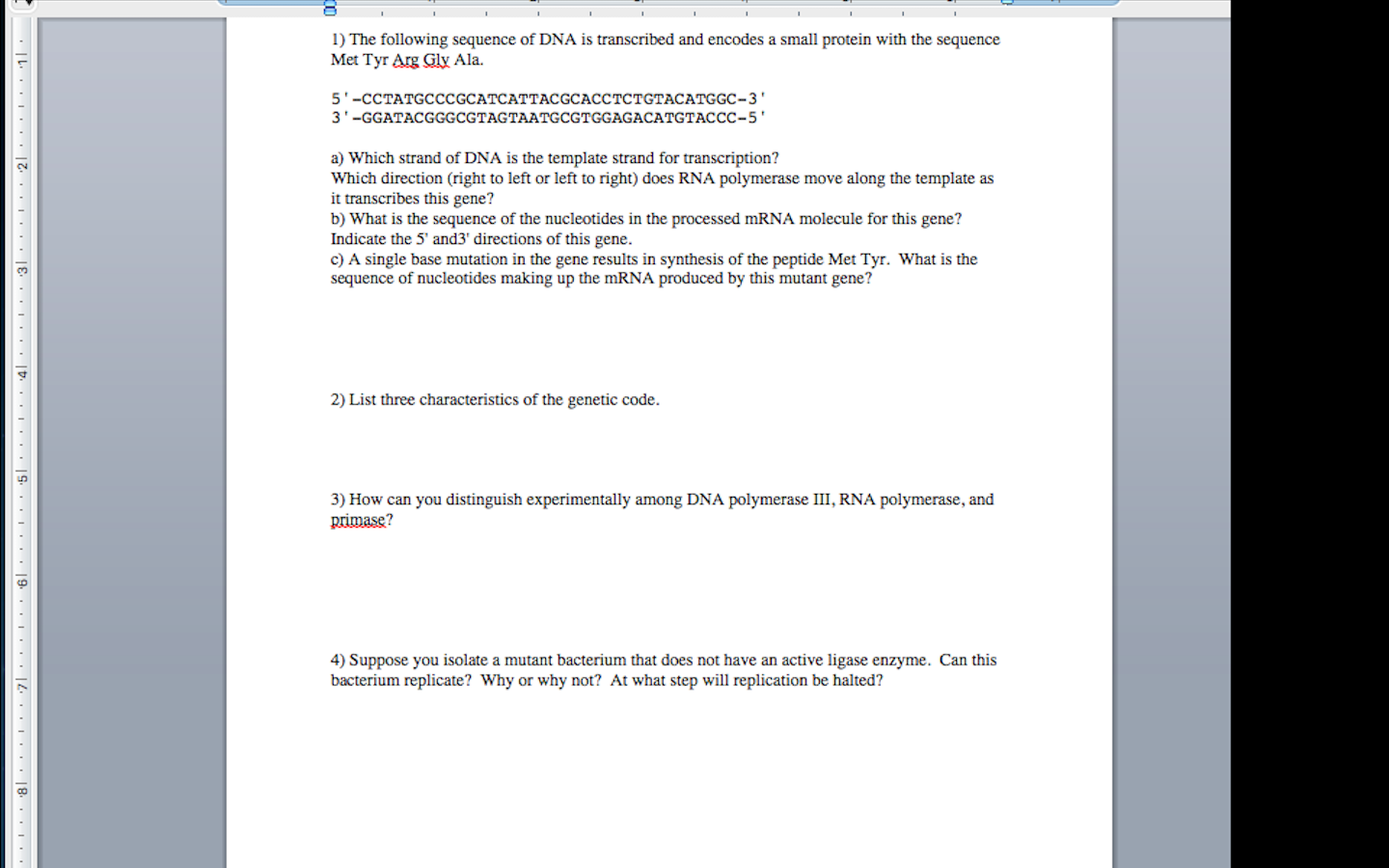 Solved The Following Sequence Of Dna Is Transcribed And