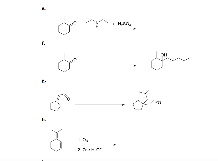 Solved f. OH g. ho 1. O3 2. Zn H3o | Chegg.com