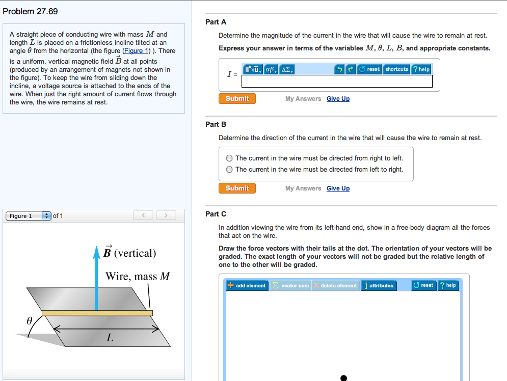 Solved A straight piece of conducting wire with mass M and | Chegg.com
