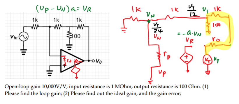 Solved Open-loop gain 10,000V/V, input resistance is 1 M | Chegg.com