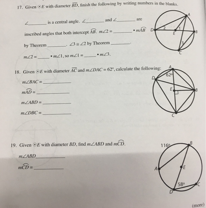 Solved Given E with diameter BD, finish the following by | Chegg.com