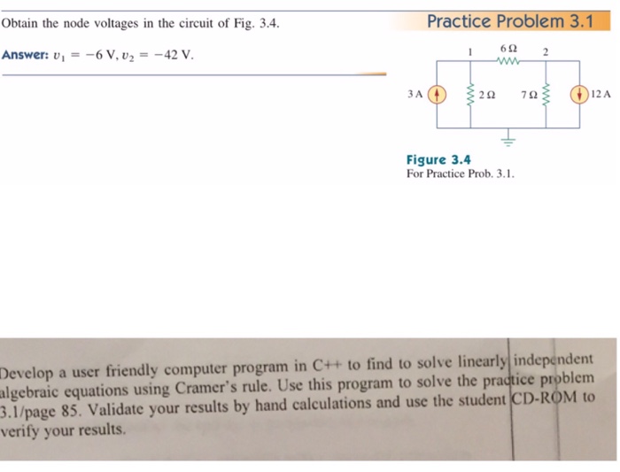 Solved Obtain the node voltages in the circuit of Fig. 3.4. | Chegg.com