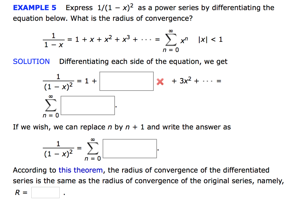 Solved Express 1/(1 − x)2 as a power series by | Chegg.com