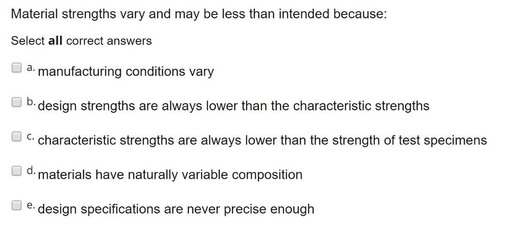 Solved Material strengths vary and may be less than intended | Chegg.com