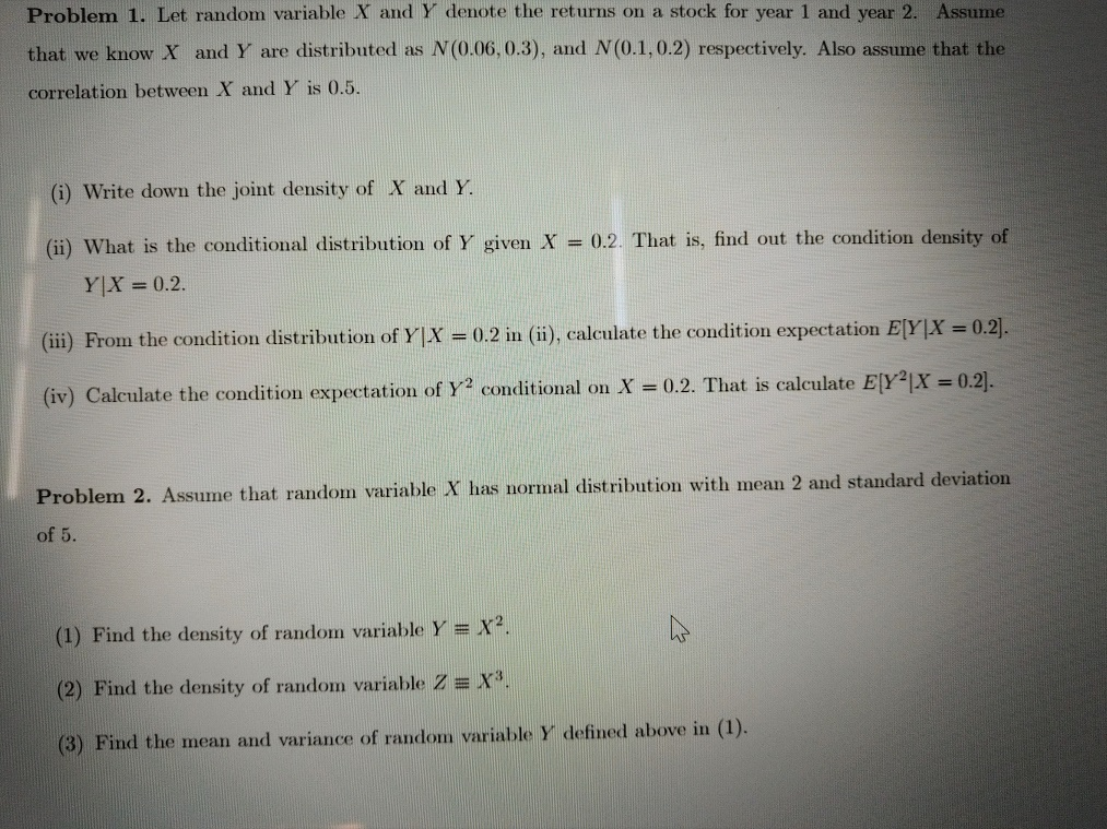 Solved Problem 1. Let random variable X and Y denote the | Chegg.com