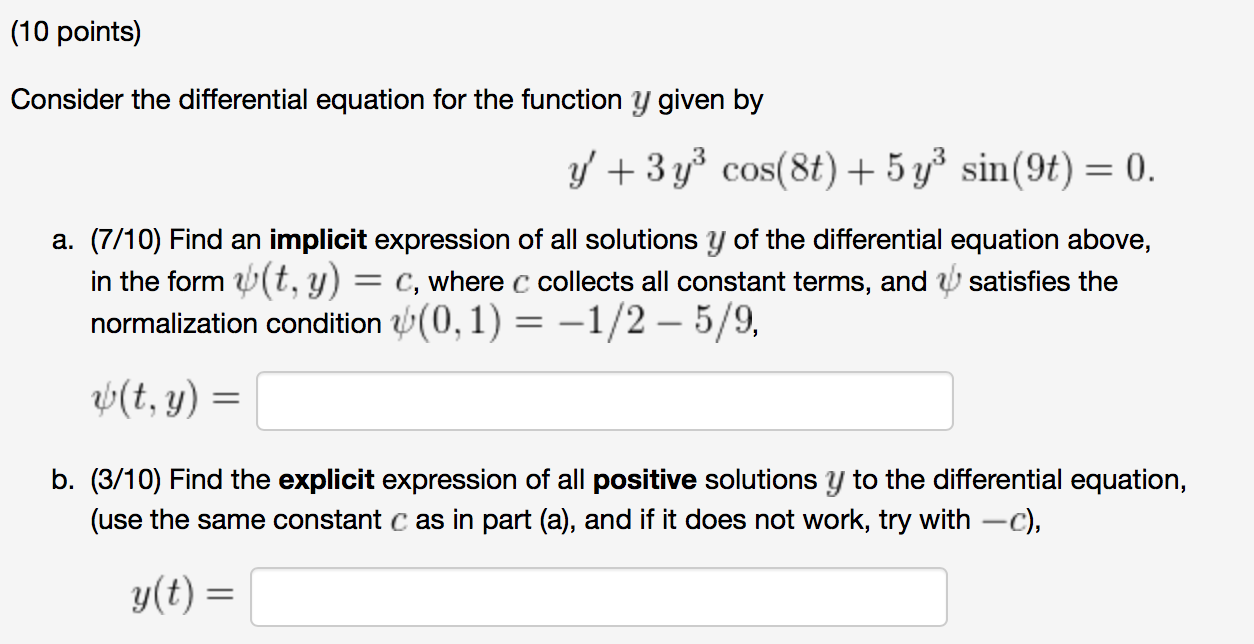 Solved Consider the differential equation for the function y | Chegg.com