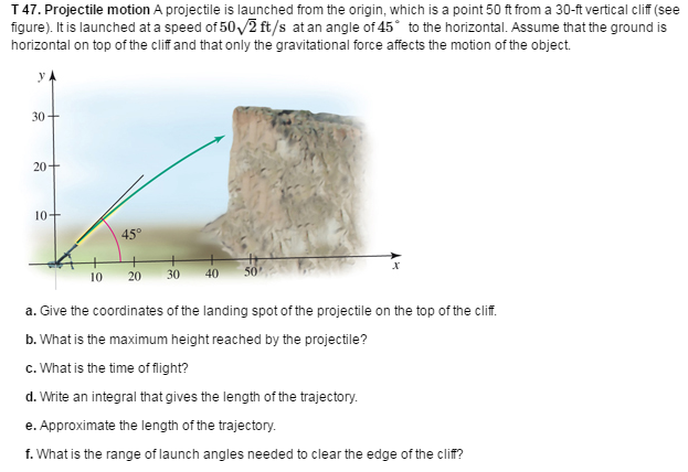 Solved Projectile motion A projectile is launched from the | Chegg.com