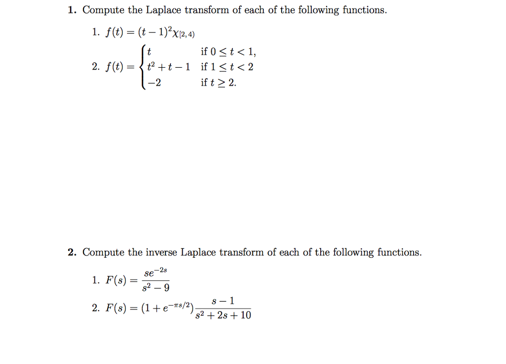 Solved Compute the Laplace transform of each of the | Chegg.com