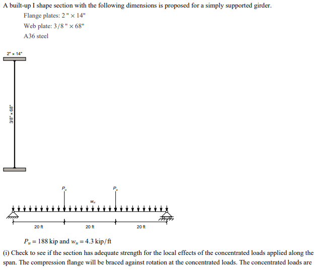 A built-up I shape section with the following | Chegg.com