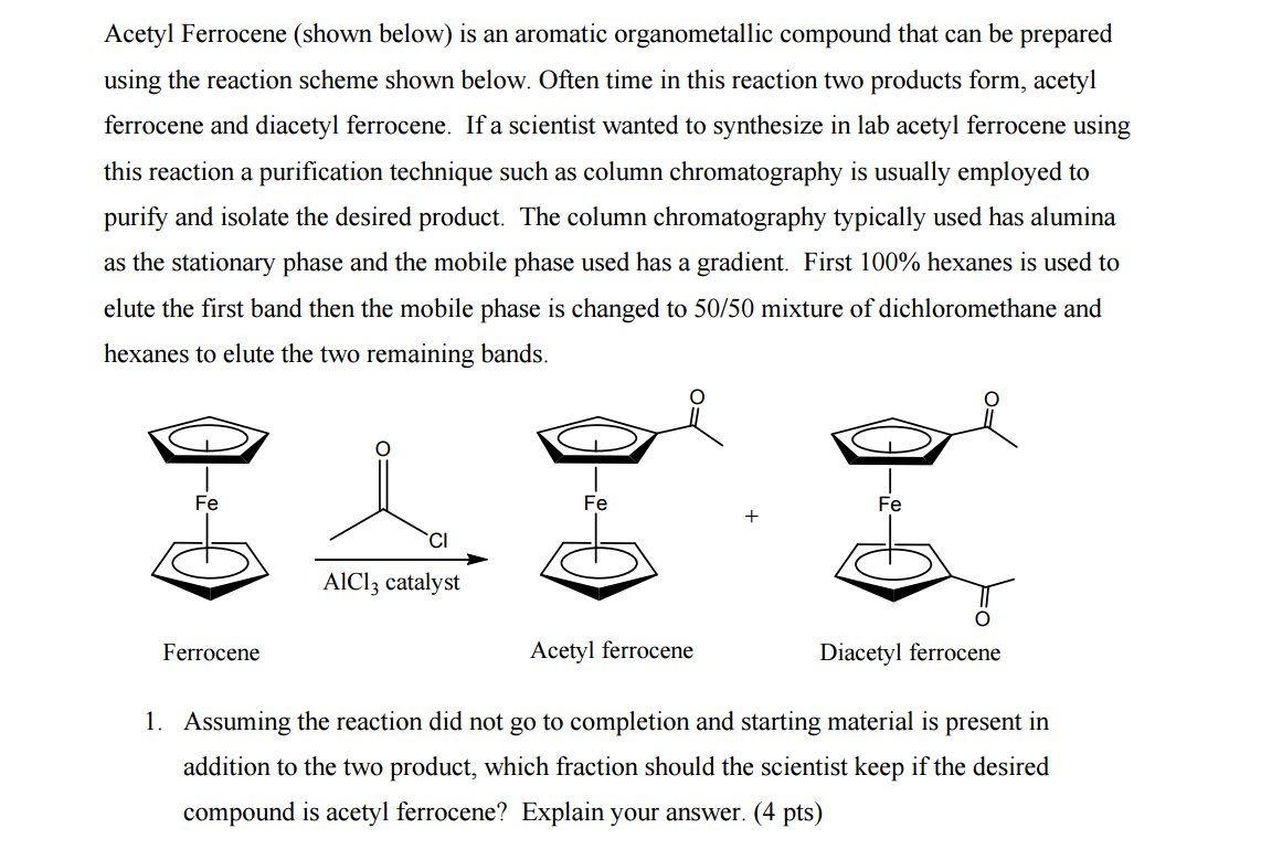 Solved Acetyl Ferrocene (shown below) is an aromatic | Chegg.com