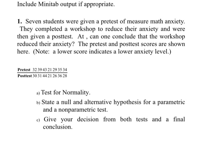 Solved Include Minitab output if appropriate. Seven | Chegg.com
