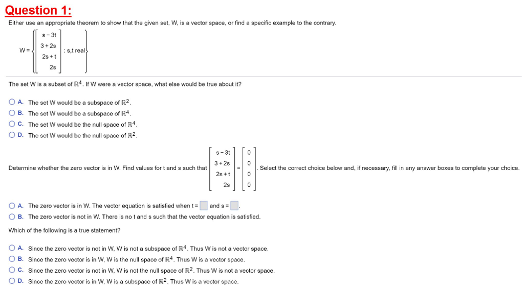 Solved Question 1: Either use an appropriate theorem to show | Chegg.com