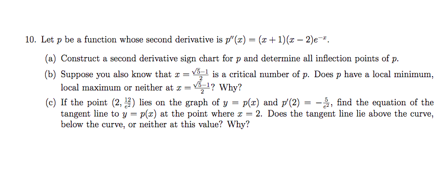 Solved 10. Let p be a function whose second derivative is | Chegg.com