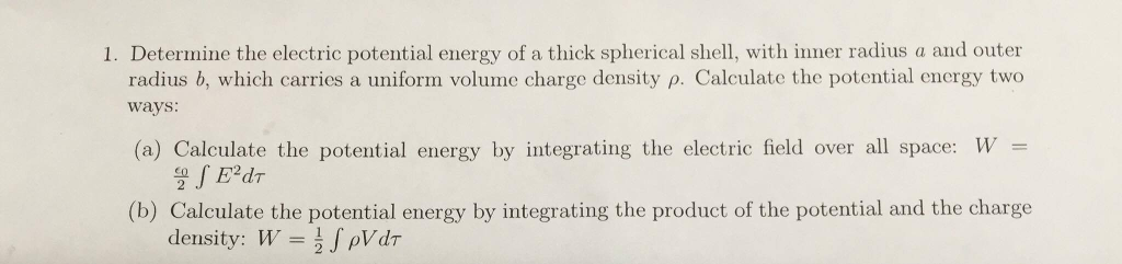 Solved Determine the electric potential energy of a thick | Chegg.com