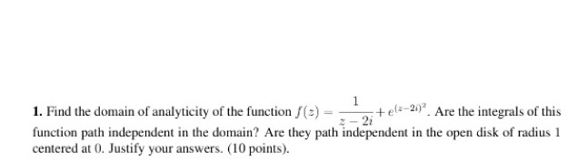 Solved Find the domain of analyticity of the function f(z) | Chegg.com
