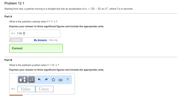 Solved Problem 12.1 Starting from rest, a particle moving in | Chegg.com