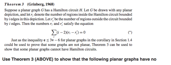 Solved Theorem 3 (Grinberg, 1968) Suppose a planar graph G | Chegg.com