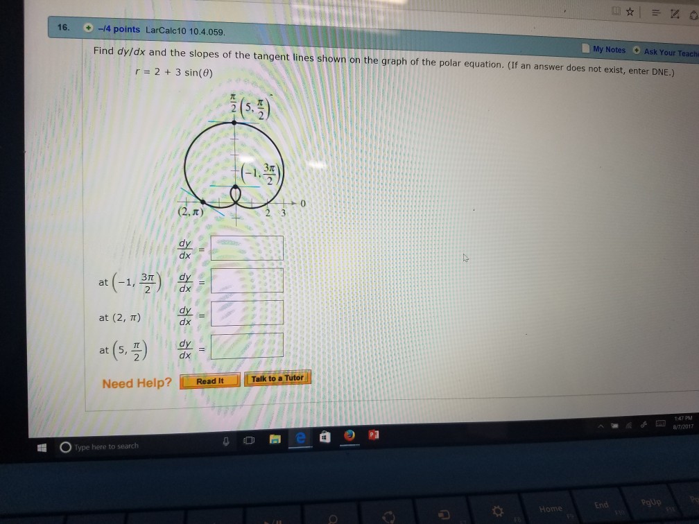 Solved Find dy/dx and the slopes of the tangent lines shown | Chegg.com