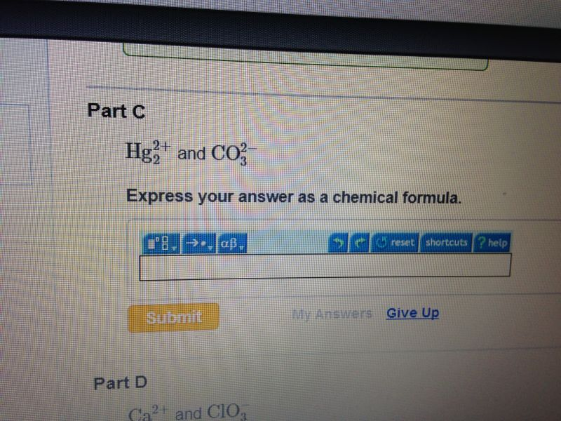 Solved Hg22+ and CO32- Express your answer as a chemical | Chegg.com