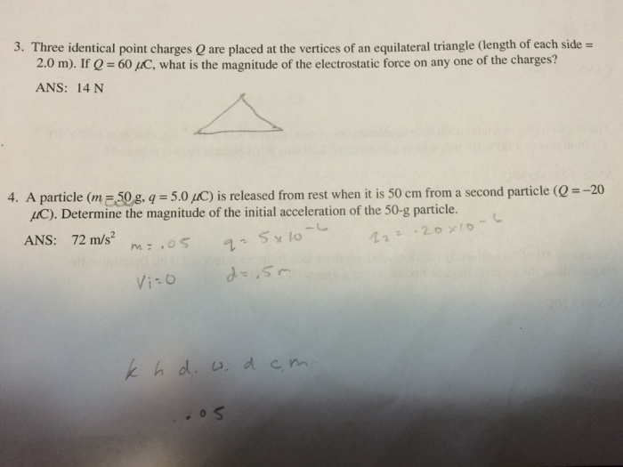 Solved Three identical point charges Q are placed at the | Chegg.com