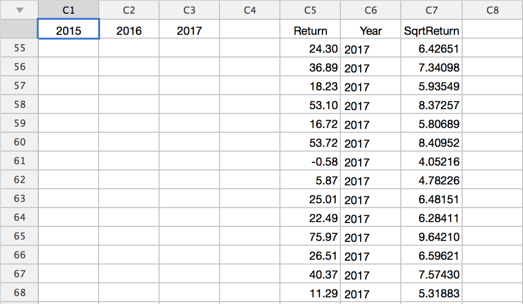 total returns (in %) of “conservative” stocks | Chegg.com
