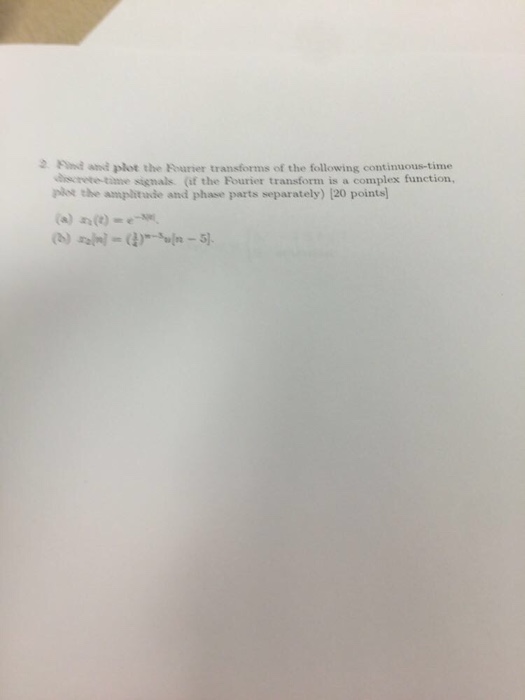 Solved Find and plot the Fourier transforms of the following | Chegg.com