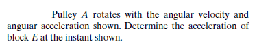 Solved Pulley A rotates with the angular velocity and | Chegg.com
