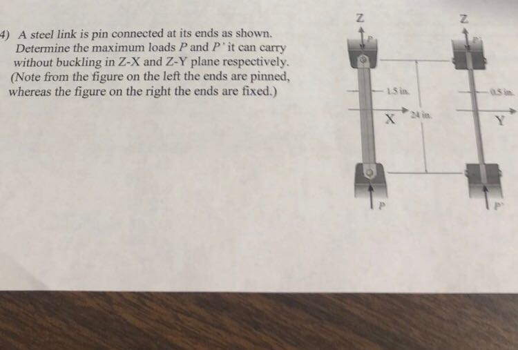 Solved 4) A steel link is pin connected at its ends as shown | Chegg.com