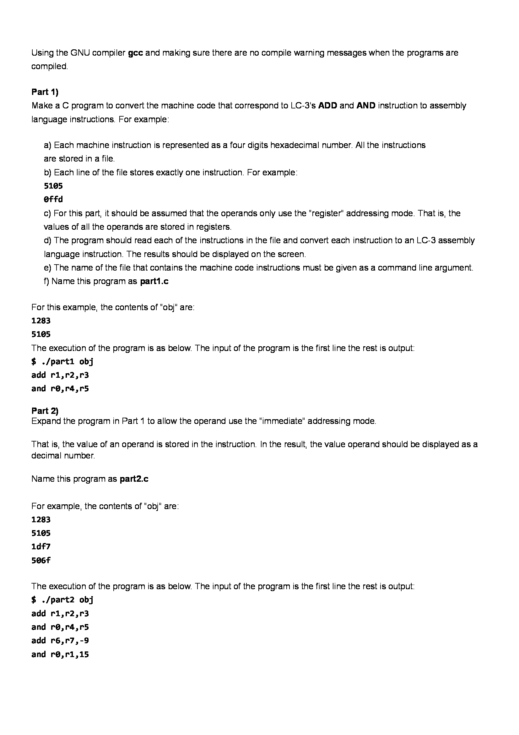 Using the GNU compiler gcc and making sure there are | Chegg.com