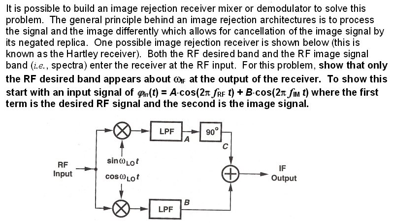 Solved Problem 5 Image Rejection Receiver (25 points) First, | Chegg.com