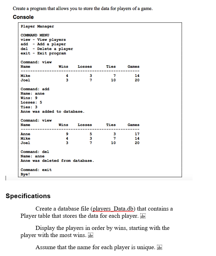 Solved Create a program that allows you to store the data | Chegg.com