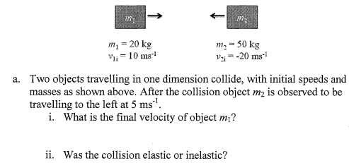Solved Two objects travelling in one dimension collide, | Chegg.com