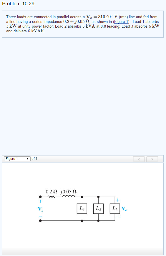 Solved Problem 10.29 Three loads are connected in parallel | Chegg.com