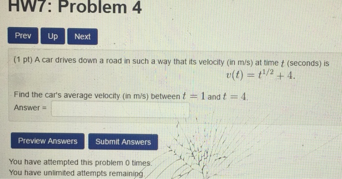 Solved HW7: Problem 1 Prev Up Next Answer: (b) Find a value | Chegg.com