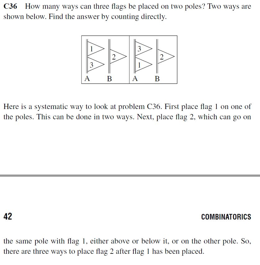 Solved How many ways can three flags he placed on two poles? | Chegg.com