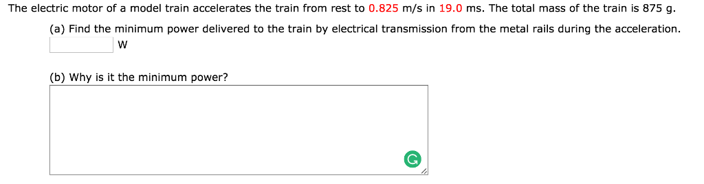 Solved The electric motor of a model train accelerates the | Chegg.com