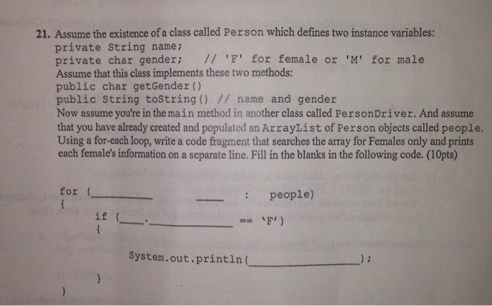 Solved 21. Assume the existence of a class called Person | Chegg.com Solved 21. Assume the existence of a class called Person | Chegg.com
