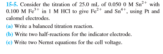 Solved Consider the titration of 25.0mL of .0500 M Sn2+ with | Chegg.com