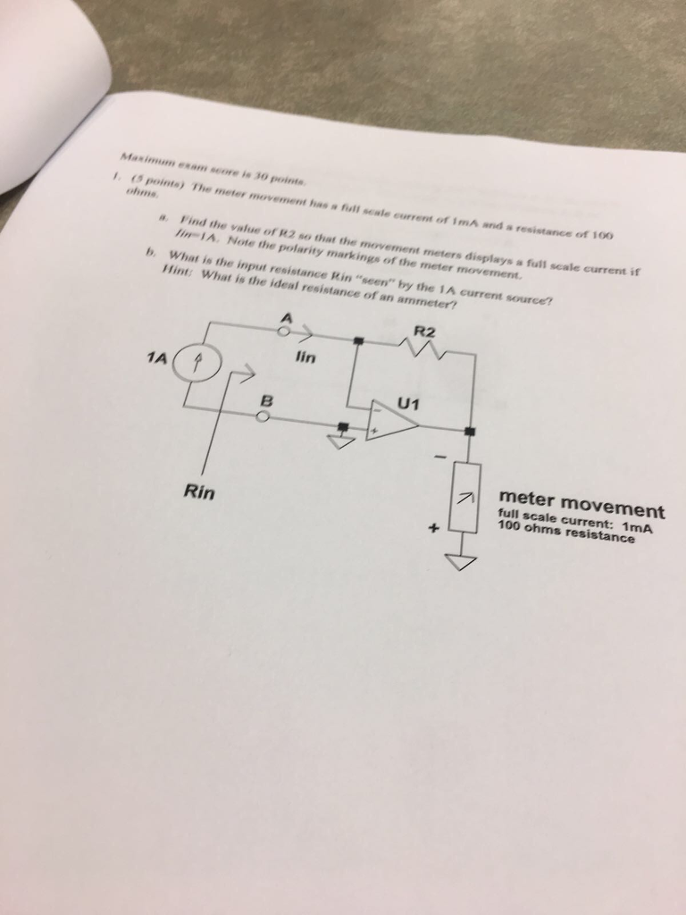 Solved The meter movement has a full scale current of 1mA | Chegg.com