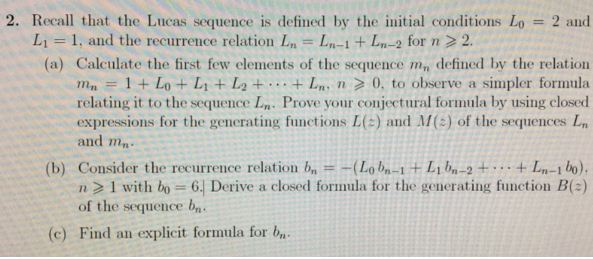 Recall that the Lucas sequence is defined by | Chegg.com