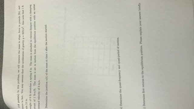 In this problem, we will measure the mass in slugs, | Chegg.com
