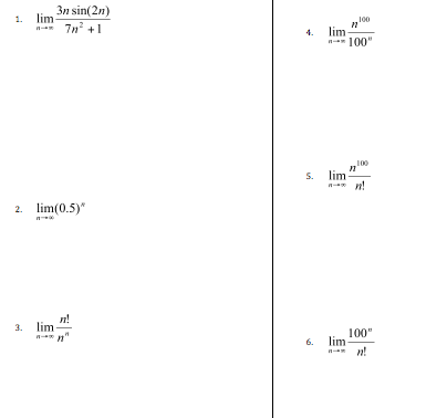 Solved lim n rightarrow infinity 3n sin(2n)/ 7n2 +1 lim n | Chegg.com