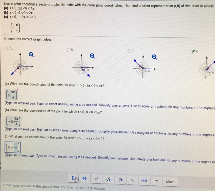 Solved Use a polar coordinate system to plot the point with | Chegg.com