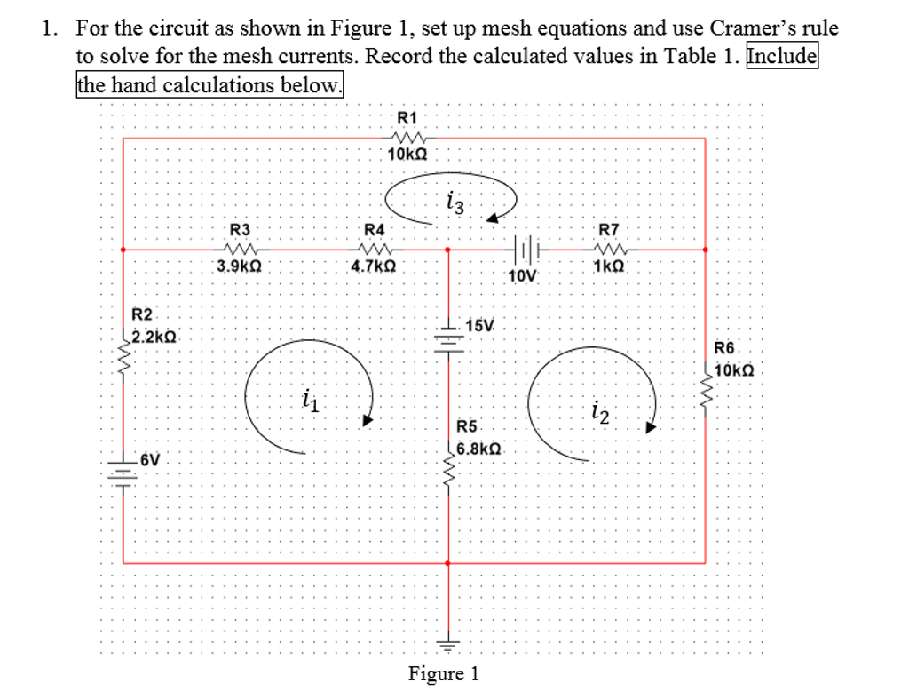 Solved For the circuit as shown in Figure 1, set up mesh | Chegg.com