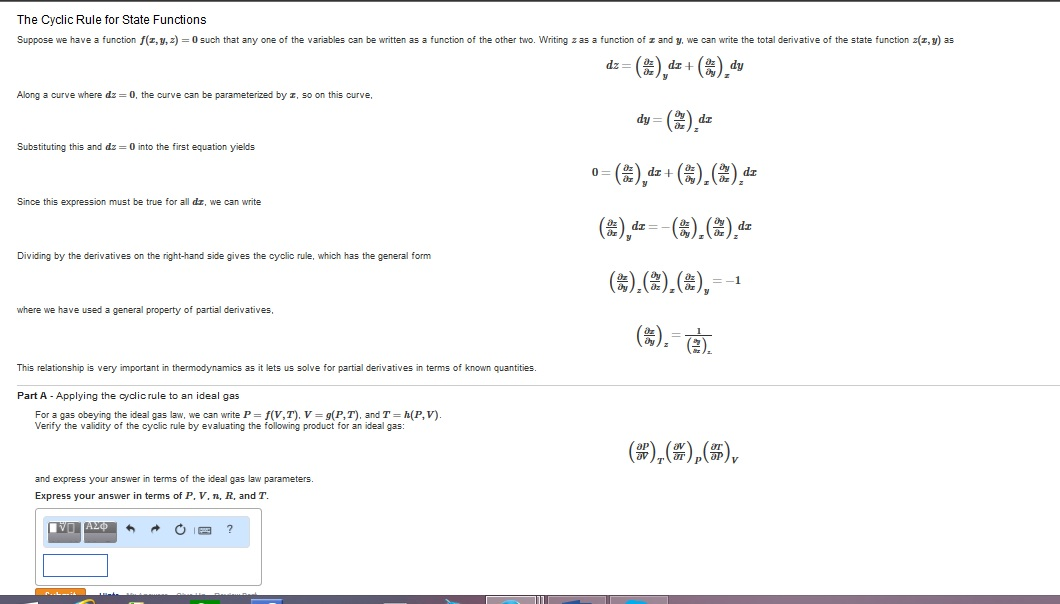 Solved The Cyclic Rule for State Functions Suppose we have | Chegg.com