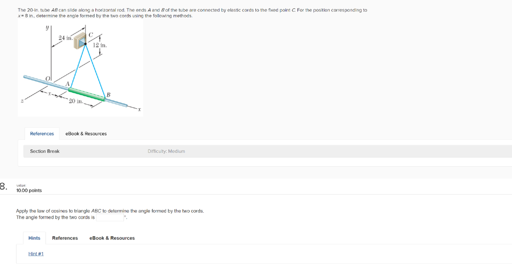Solved The 20-in. tube AB can slide along a horizontal rod. | Chegg.com