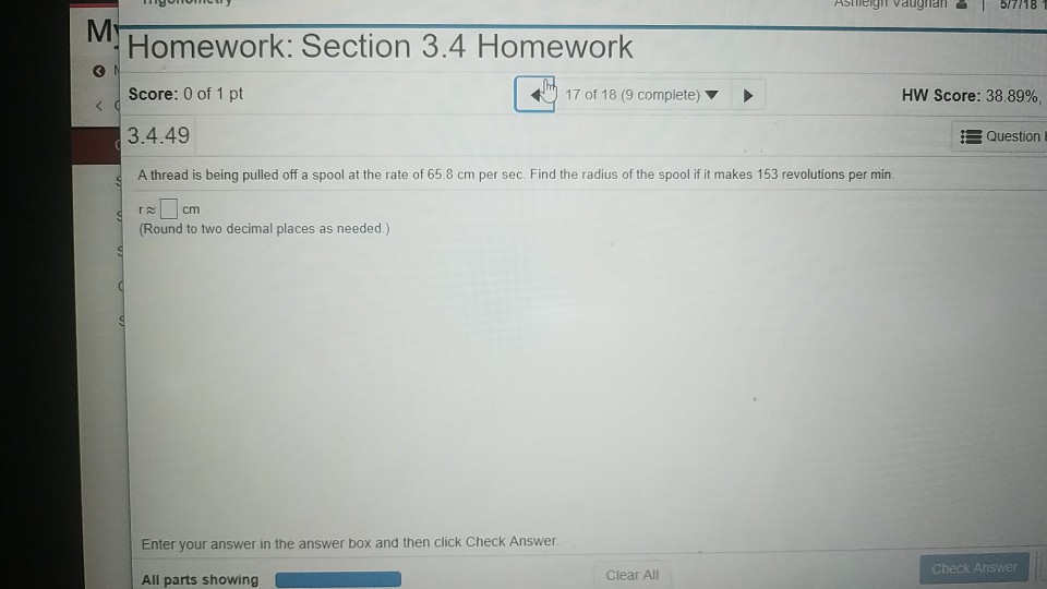 Solved My Homework Section 3 4 Homework Score 0 Of 1 Pt 17