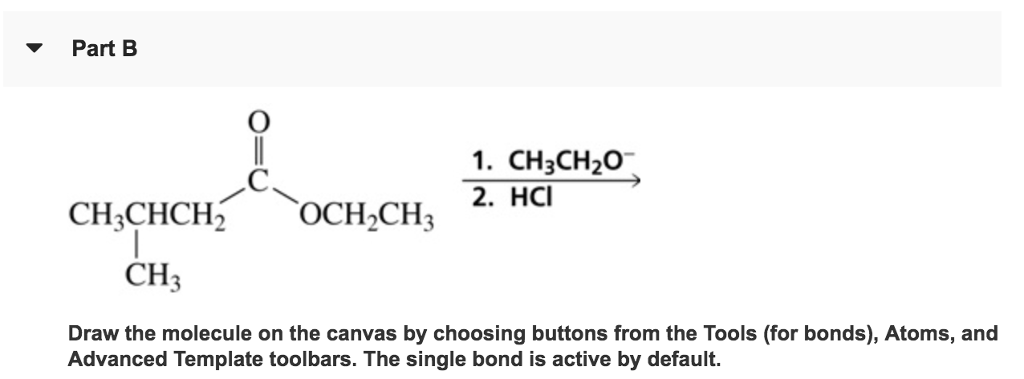 Solved Part B 1. CH3CH2o 2. HCI CH3CHCH2 OCH2CH3 CH3 Draw | Chegg.com