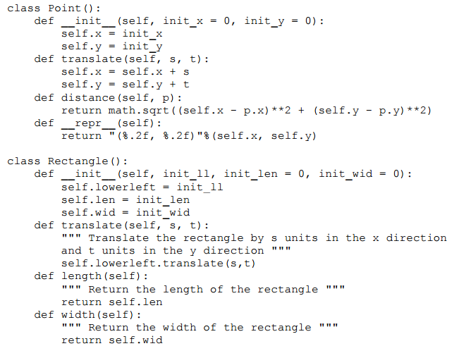 Solved class Point (): de f -init-(self, self.x = init x | Chegg.com