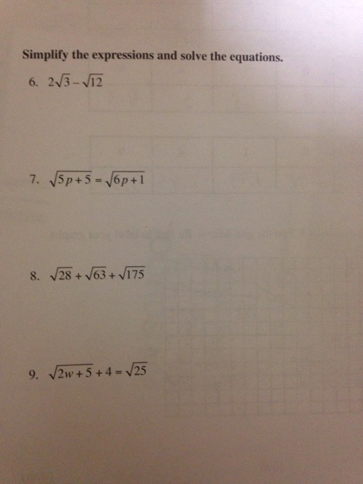 Solved Simplify the expressions and solve the equations. | Chegg.com